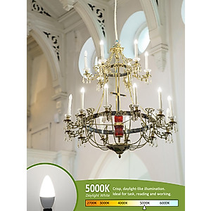 GIOVAR 4Pack LED Celing Fan Light Bulbs 60 Watt, Daylight 5000K, E12 Candelabra Bulb Base Socket, 120V, Type B, Non-Dimmable