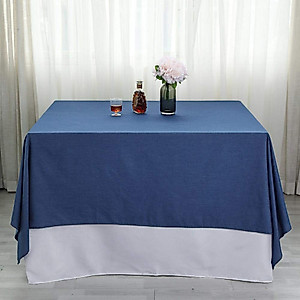 Tableclothsfactory 85" x 85" Dark Blue Faux Denim Polyester Table Overlays Square Tablecloth Cover for Wedding Party Event Banquet