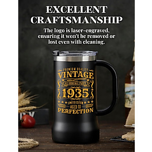 Onebttl 90th Birthday Gifts for Men, Dads, Grandfathers, Granddads, Husband, Vintage 1935 Birthday Gifts 24oz Stainless Steel Beer Stain Mug 24oz