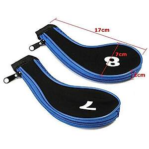 DBYAN 10pcs Number Printing Long Sleeve Golf Club Iron Covers Head Covers Set with Zipper for Irons Taylormade Ping Callaway Mizuno Cobra,Black/Blue