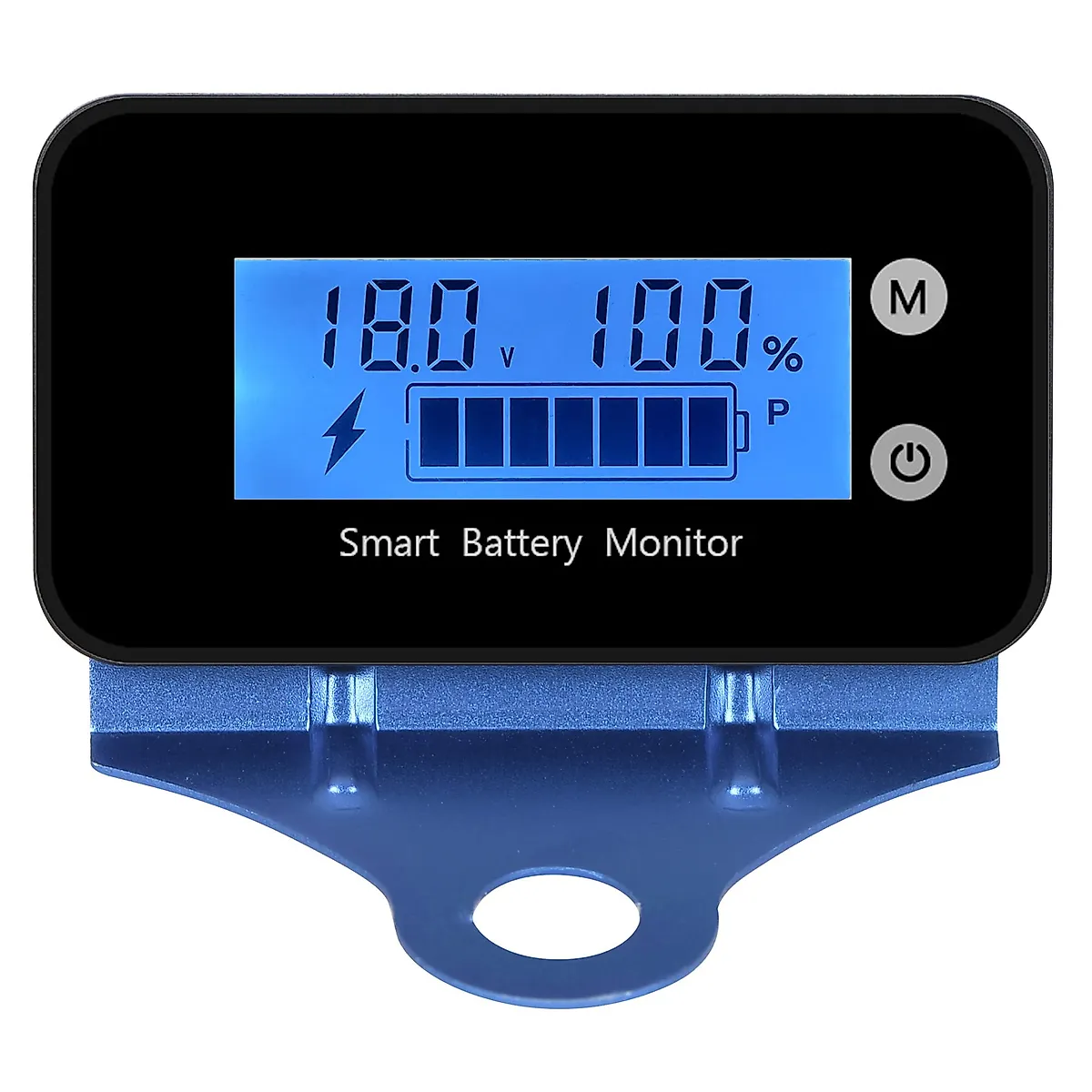 IPX7 Waterproof Battery Monitor with Bracket 7-100V,Car Motorcycle Golf cart Battery Meter Digital Battery Capacity Remaining Capacity Percentage Tester with Buzzer Alarm and Temperature
