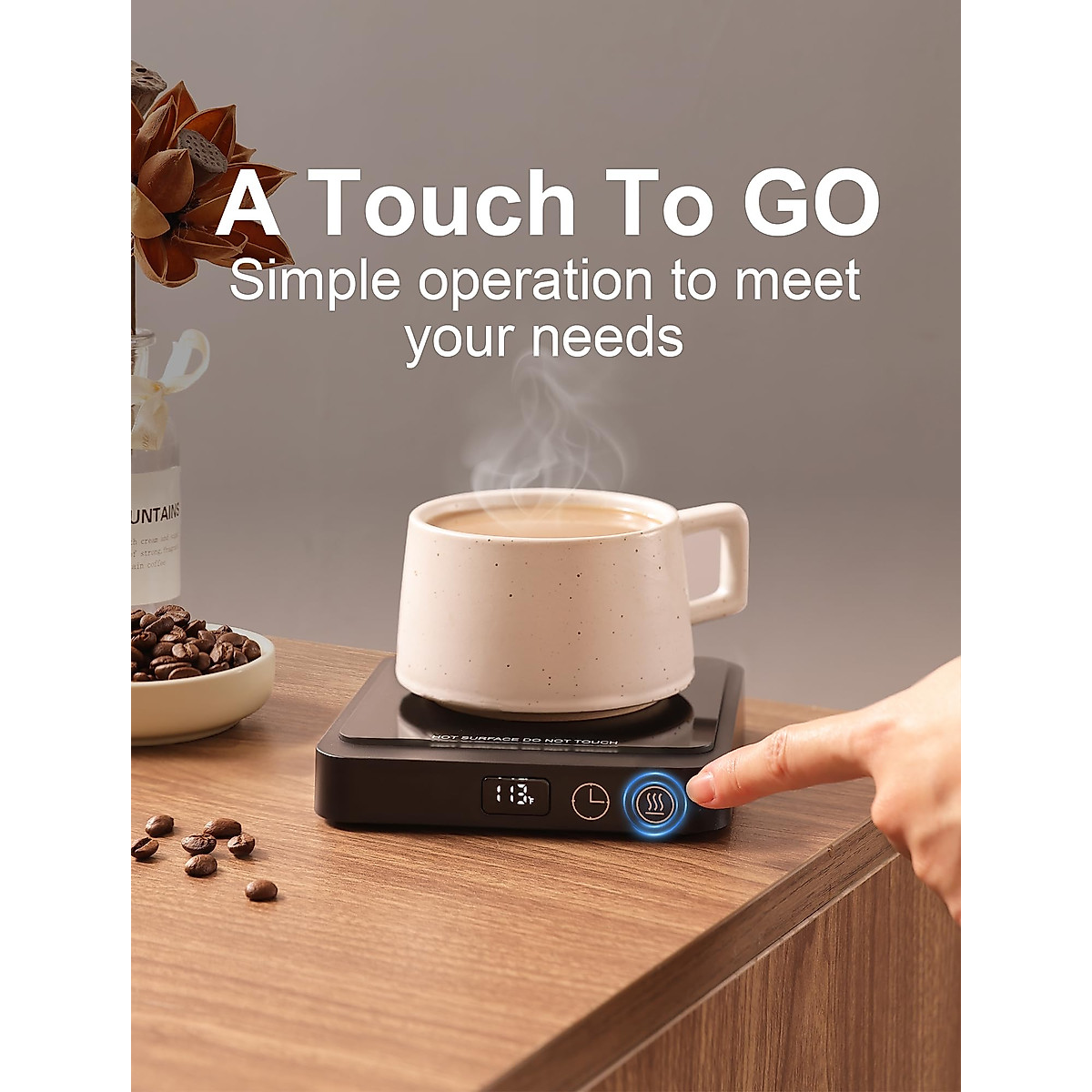 Rigstne Coffee Mug Warmer - 20W Portable Mug Warmer for Desk, Coffee Cup Warmer with Auto Shut Off, Candle Warmer Plate for Travel, Office and Home, Black (No Cup)