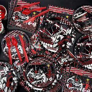 KEFAN Boxing Party decorations, Boxing birthday Party Supplies Packs, Fight Sports Wrestling Party Supplies including HAPPY BIRTHDAY Banner, Plates, Balloons, Boxing Party Set Serves 20 (Banner)