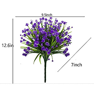Molioon 8 Bundles Artificial Flowers Outdoor UV Resistant No Fade Faux Plastic Plants Fake Shruns for Garden Porch Home Wedding Window Decor (Purple-1)