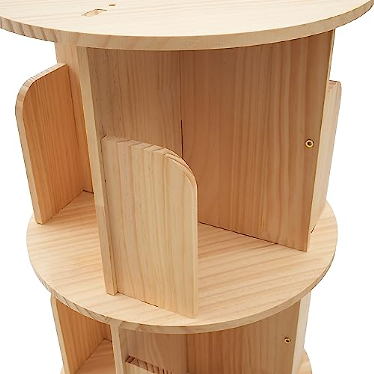 HAPPCUCOE Bookcase 360° Rotating Bookshelf Floor Standing Organizer Storage Shelf Display Rack for Living Room Study Room Bedroom Home Office (Wood 5 Tiers)