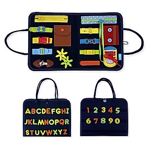 Busy Board Montessori Toys for Toddlers - Reliable Sensory Toys for Learning Fine Motor Skills - All Children and Autistic Children 3+ Year Old - Friendly Toddler Travel Toys