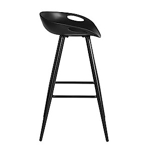 Set of 2 Bar Stools, 32.3-inch Simple Modern Style High Counter Stool with Low Backrest & Footrest & Metal Legs & PP Seat, Portable Barstools for Kitchen Island Patio Balcony, Full Black …