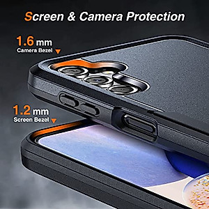 LK for Samsung Galaxy A14 5G Case, Galaxy A14 5G Case with Screen Protector, Dual Layer Heavy Duty Tough Rugged Shockproof Protective Phone Case for Samsung A14 5G, Black
