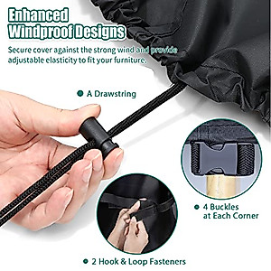 GARPROVM Outdoor Patio Furniture Covers Waterproof Patio Dining Table Couch Set Covers Rectangular with Upgraded 600D Material, 4 Windproof Buckles 124 x 70 x 29 Inch Heavy-Duty Large