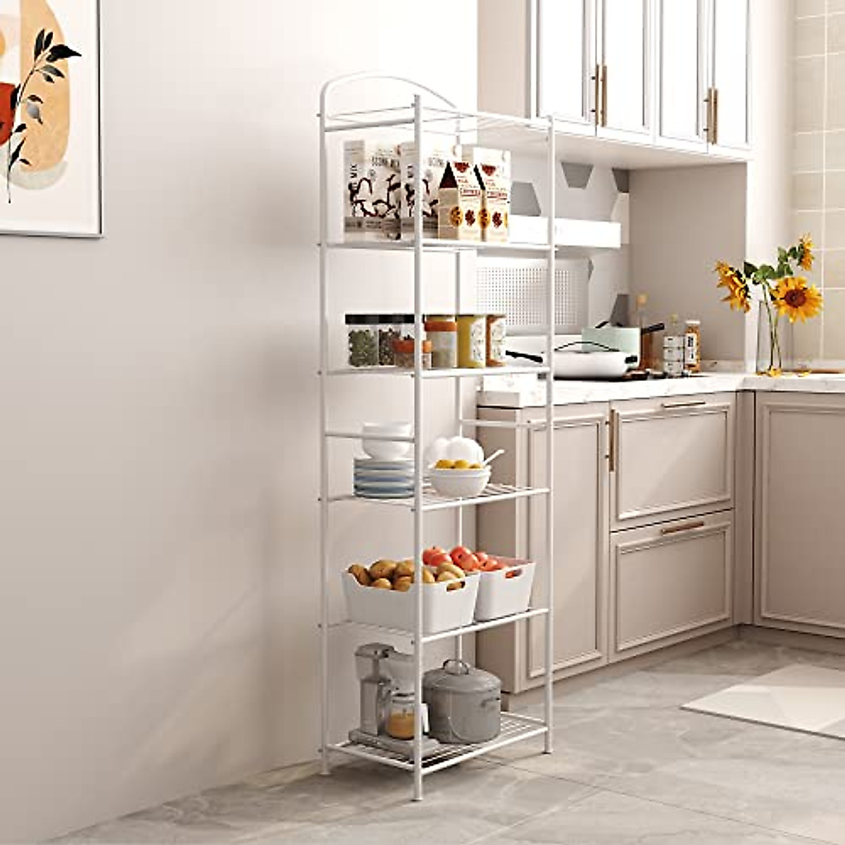 HOMEFORT Metal Bathroom Shelf,6-Tier Tower Rack, Freestanding Storage Organizer, Metal Shelving Unit with 6-Tier Durable Shelves for Bathroom, Kitchen, Living Room, Laundry
