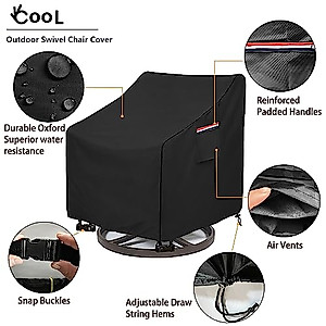 Okcool Outdoor Swivel Chair Cover 2 Pack,Outdoor Furniture Patio Chair Covers Waterproof Clearance,(33"W x 35"D x 38.5"H) Outdoor Lawn Patio Furniture Covers,Black