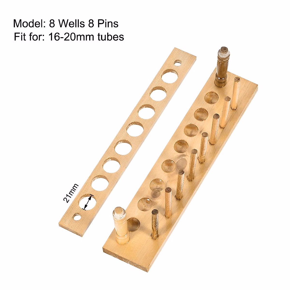 uxcell Wooden Test Tube Holder Rack 8 Wells 8 Pins for 16-20mm Centrifuge Tubes