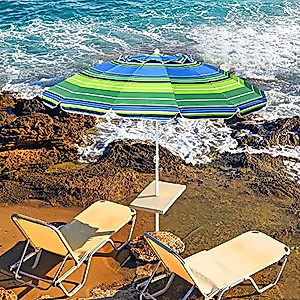 Yescom 6 Ft Striped Outdoor Beach Umbrella UV Protection Sunshade Tilt Sand Anchor Backyard Camp Trip Parasol