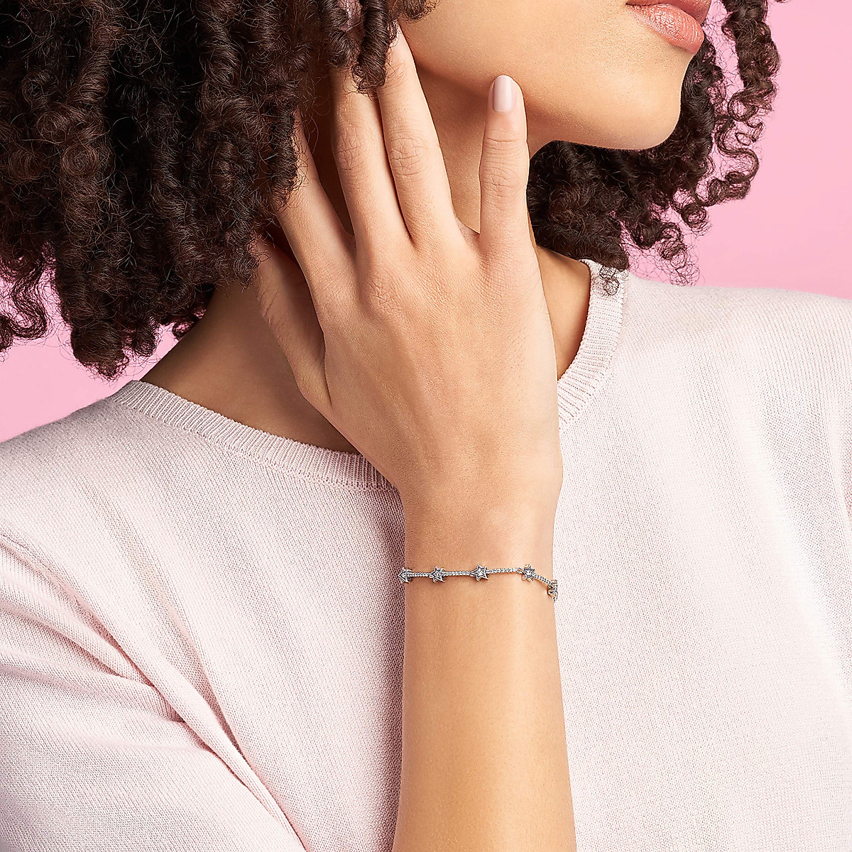 Pandora Celestial Stars Bracelet - Sterling Silver & Cubic Zirconia Bracelet for Women - Gift for Her - 7.1"