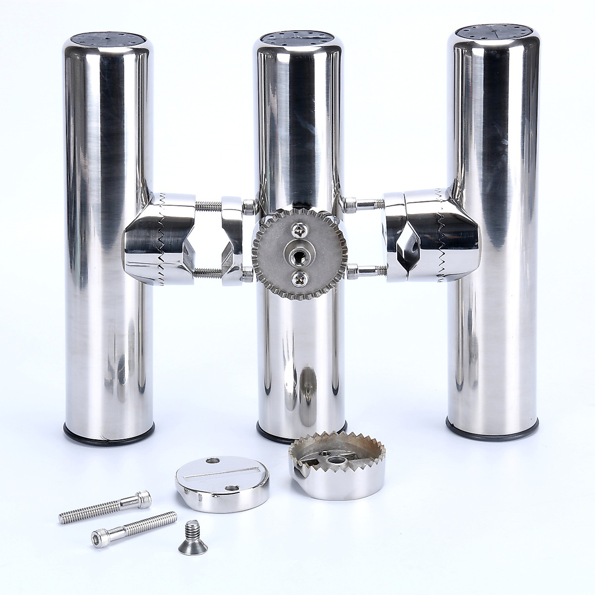 Amarine Made 4Pcs Marine Grade Stainless Steel Rail Mounted Clamp on Fishing Rod Holder for Rails 1" to 1-1/4"