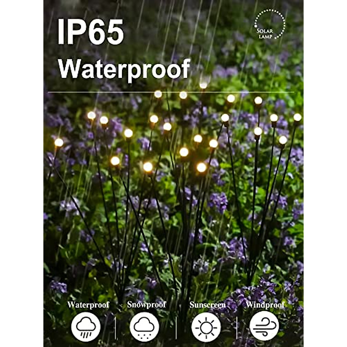 waitmin Firefly Lights Solar Outdoor - Solar Garden Lights, Solar Swaying Light, Decorative Solar Lights Yard Patio Pathway Decoration, Warm White (2 Pack)