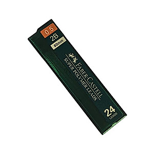 Faber-Castell 0.5 mm 2B Lead Refills Strong Dark Smooth Leads Mechanical Pencil Lead Refills (4 Tubes, 24 Leads Per Tube - Total 96 leads)
