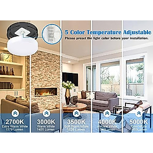 2 Pack Black Ceiling Light, 13 Inch Flush Mount LED Ceiling Light, Kids Bedroom Lighting with 5CCT(2700K/3000K/3500K/4000K/5000K Adjustable), 23W, CRI80 Eye Caring Illumination, ETL Listed