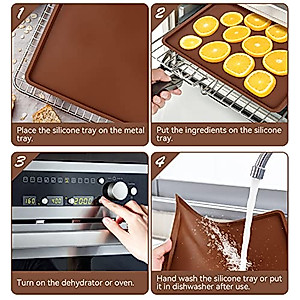 4 PCS Silicone Dehydrator mats with Edge, Fruit Roll Sheet Compatible with Cosori CP267-FD & Magic Mill, BPA-Free Silicone Tray Liners for Fruit Leather, Vegetables, Meat, Herbs and Liquid