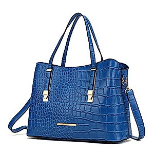 MKF Collection Tote Bag for Women, Crocodile Embossed Vegan Leather Fashion Designer Satchel Handbag Crossover