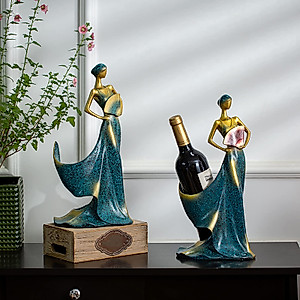 NUPTIO Wine Racks Countertop Gift: Wine Bottle Holder Resin Red Wine Rack Women Sculpture Display Wine Stand Shelf for Home Kitchen Wine Lovers Gifts Wine Accessories for Wine Lovers Bar Decor