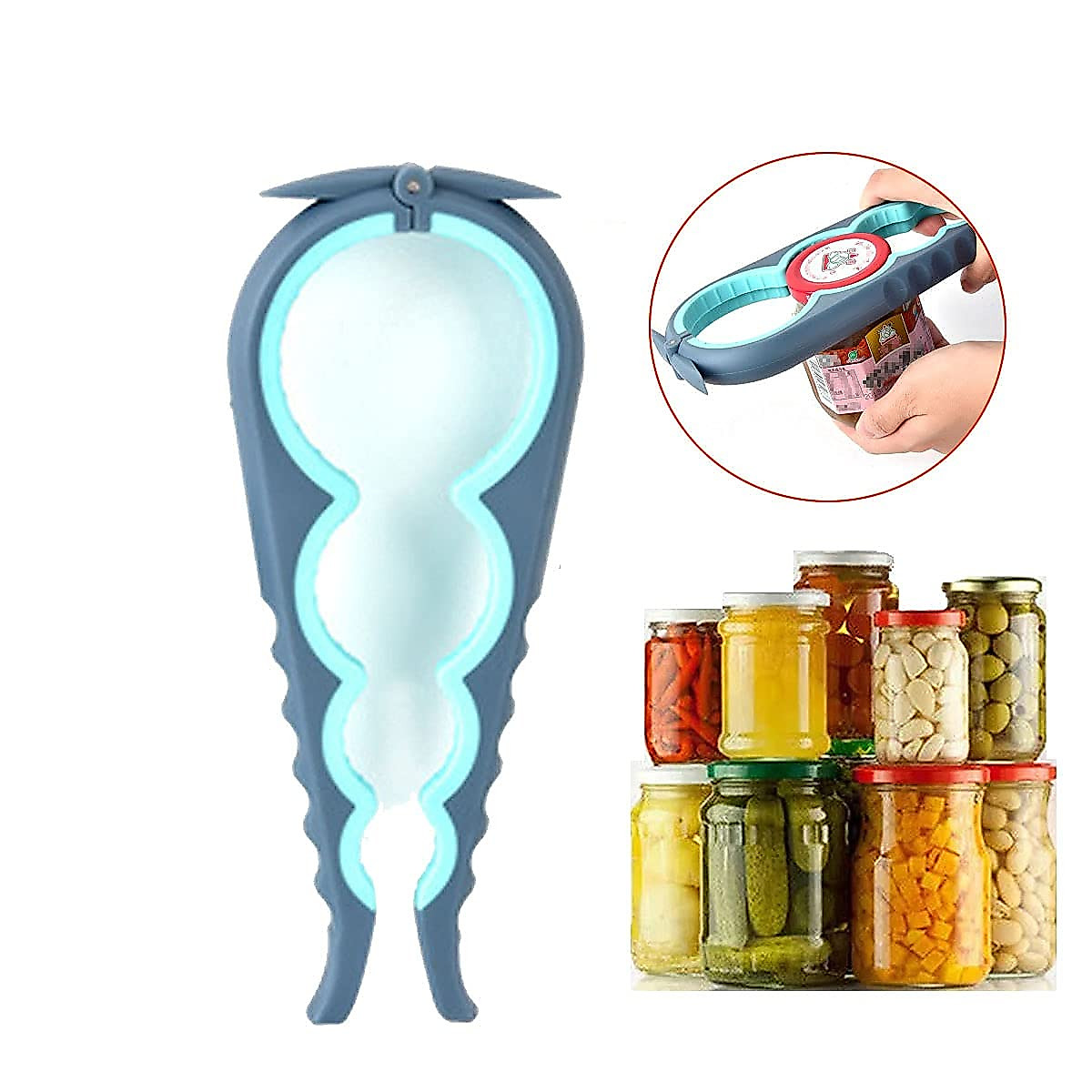 Bottle Opener for Arthritic Hand,Jar Opener for Old People, Children, Women, Those with Weak Hands,Multifunctional Kitchen Gadgets (02-Blue)