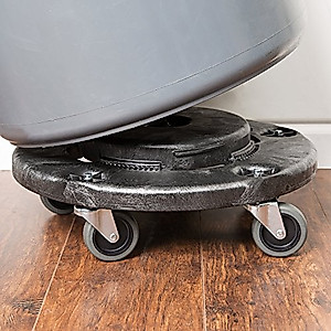 Rubbermaid Comm Prod Commercial Brute 250 lb. Plastic Wheeled Garbage BLK Trash Can Dolly, 1, Black