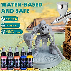 OPHIR Airbrush Paint, 50 Bottles of Model Air Brush Paint Set, Water-Based Opaque Acrylic Airbrush for Shoes, Rocks, Paper-Professional 48 Colors, 1.05 oz/Bottle