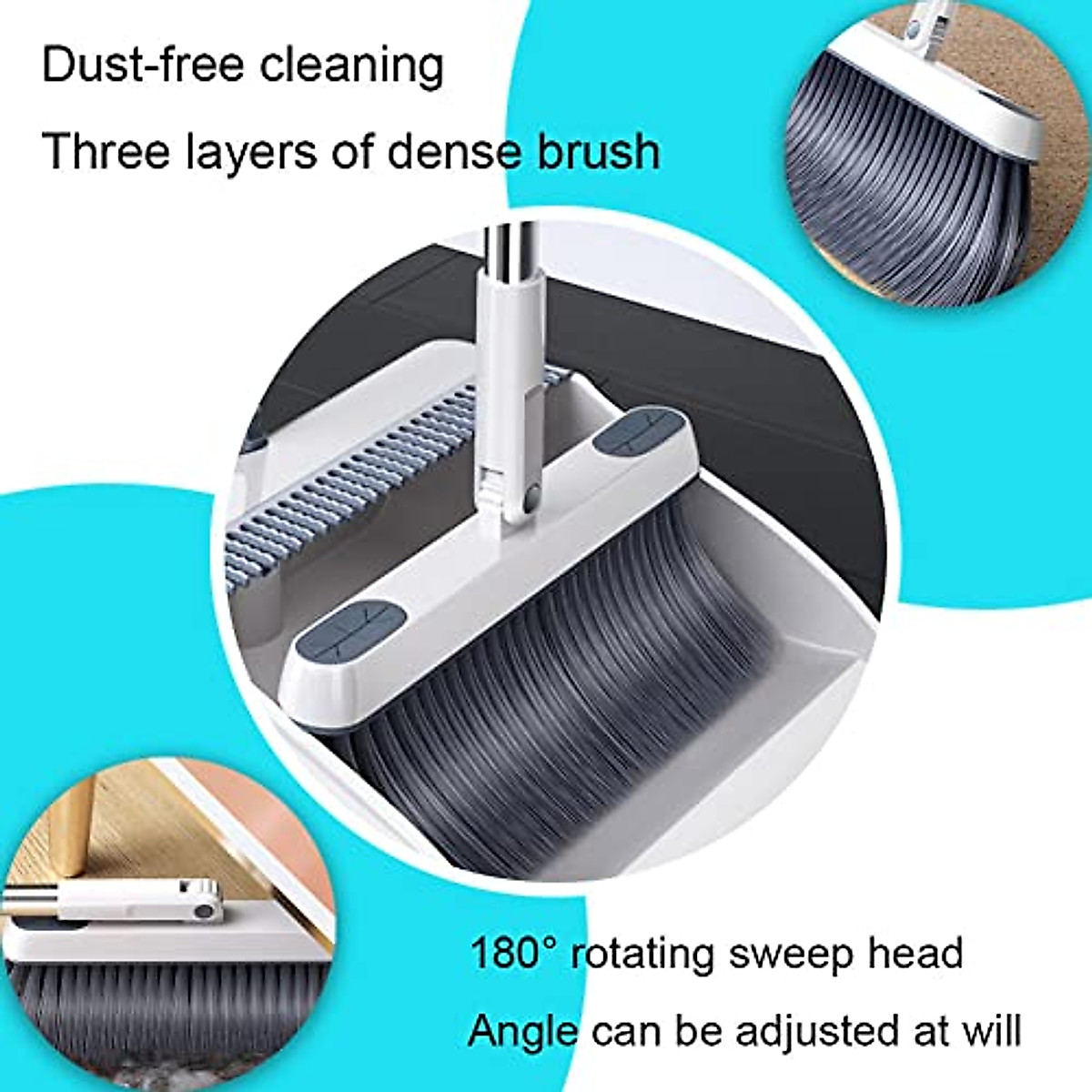 FEMUN,Brooms,Broom and Dustpan Set,Brooms for Sweeping Indoor,Broom Set,Broom and Dustpan Set Heavy Duty,Folding Broom,Cleaning Supplies,Cheap Broom-Can be Used for Office, Bedroom, Living Room.