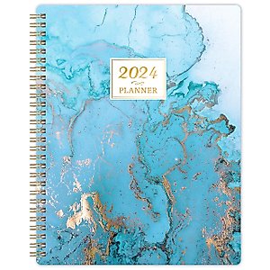 2024 Planner - Jan. 2024 - Dec. 2024, Planner 2024/Calendar 2024, 2024 Planner Weekly and Monthly with Printed Tabs, 8" x 10", Flexible Cover, Thick Paper, Perfect Daily Panner & Organizer - Blue Sand