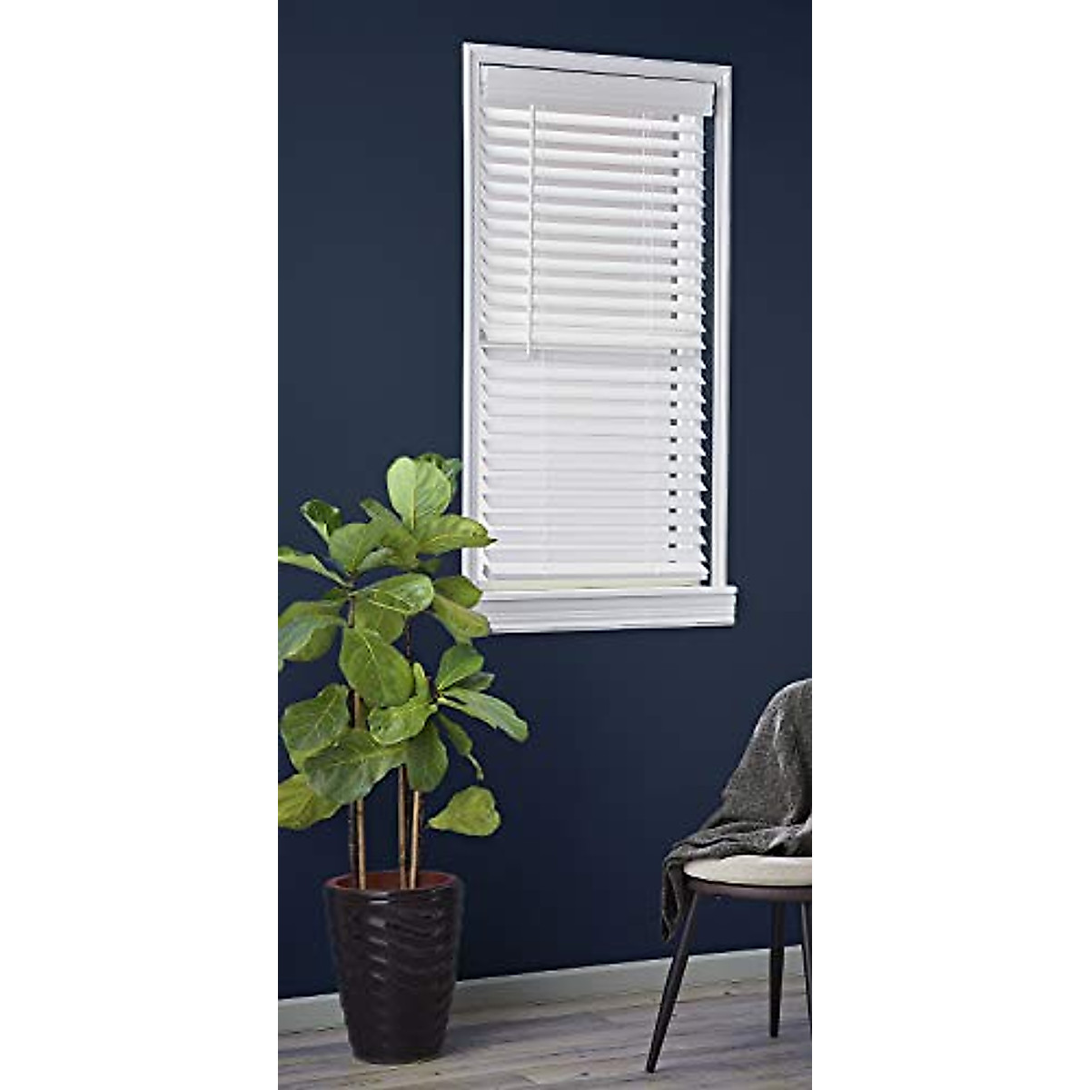 Blinds Giant, 2" Cordless Faux Wood Blind 35" (W) X 64" (L) White, Cordless Lift and Want Tilt.