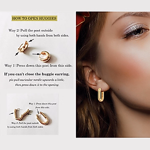 9 Pairs Gold Chunky Hoop Earrings Set for Women, 14K Plated Twisted Huggie Earring Hypoallergenic, Lightweight Thick Open Hoops Jewelry Gifts. (B-9 Earrings)