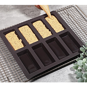 Webake Financier Cake Pan, 8 Cavity Silicone Financier Mold Non Stick Muffin Pan for Biscuits Cookies Bakeware for Oven Baking (2 PCS)