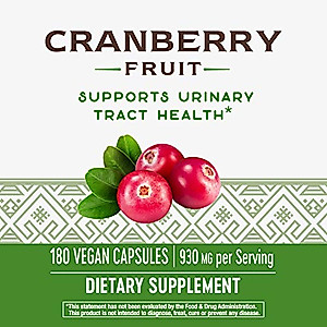 Nature's Way Cranberry Fruit, Urinary Tract Health Support* Supplement, 930 mg per serving, 180 Capsules