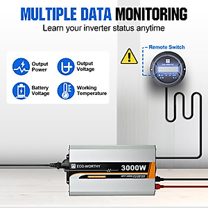 ECO-WORTHY 1200W 24V 5.52KWH Lithium Battery Solar System Off Grid RV Home: 6pcs 195W Bifacial Solar Panels + 60A MPPT Charge Controller + 25.6V 100Ah Lithium Battery + 3000W Pure Sine Wave Inverter