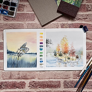 tumuarta Square Watercolor Journal, 8.25x8.25”, 140 LB, 300 GSM, 25% Cotton, Cold Press, 24 Sheets, 48 Pages, Watercolor Paper Sketchbooks for Use As Travel Mixed Media Pads On The Go