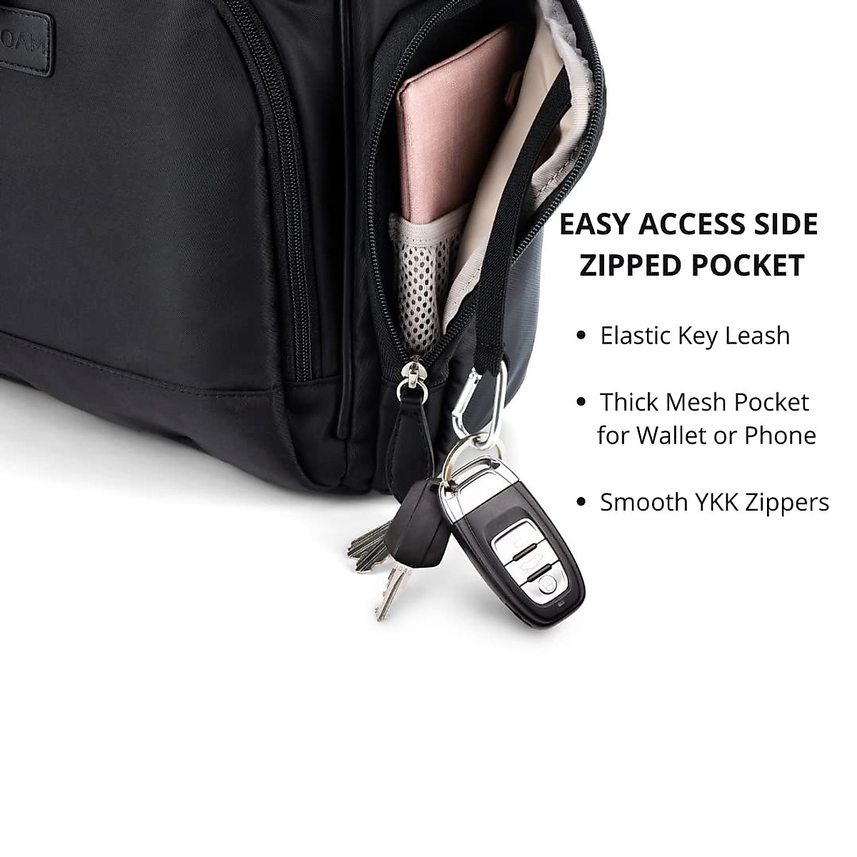 LOLA & ROAM Nylon and Vegan Leather Diaper Bag Backpack with Cooler Compartment and 5 Accessories, 5 Separate Compartments for Easy Use, Lightweight Baby Bag to Toddler to 2 Kids