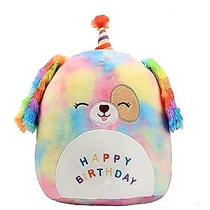 LSYEE 8’‘ Happy Birthday Dog Plush Rainbow Birthday Dog Plush Pillow Soft Puppy Plush Toy Cute Dog Stuffed Animal Home Room Decoration Birthday Gift for Kids Toddlers