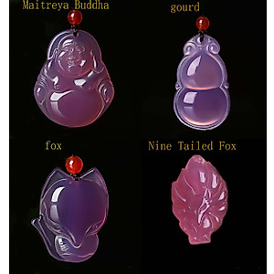 jin yu jia yuan Emperor purple chalcedony safety buckle Ruyi Pendant Pink Purple agate jade (purple, leaf(46 * 26mm))