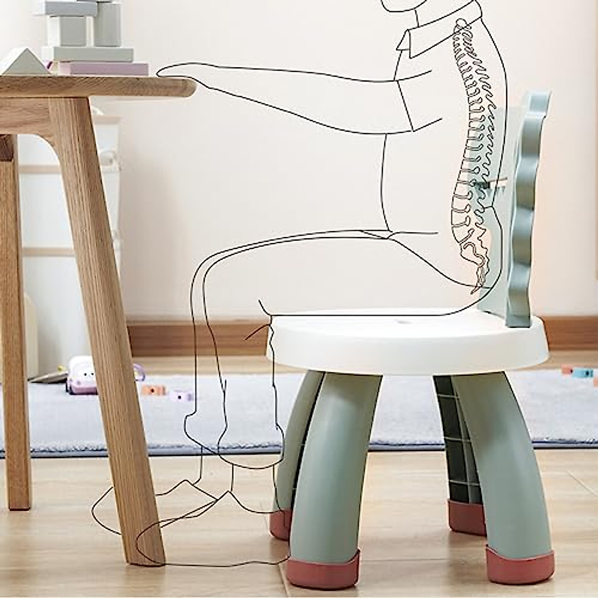 NOLITOY Bathroom Stool Toddler Chair Plastic Dinosaur Chair Cartoon Back Chair Toddlers Activity Chairs Step Stool Indoor Outdoor Kindergarten Use for Boys Girls Green Toilet Stool