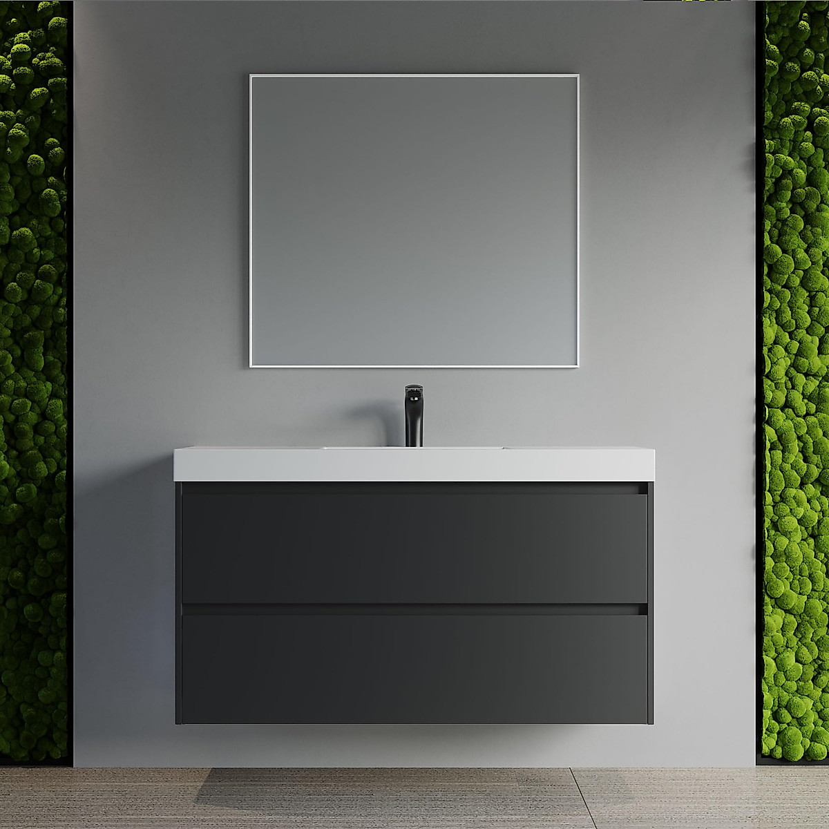 Dowell Series 004 Single Bathroom Vanity Set, 48", Matte Black