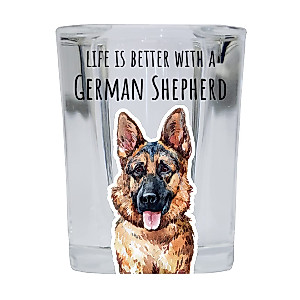 R and R Imports I Love My German Shepherd 2 Ounce Square Base Liquor Shot Glass