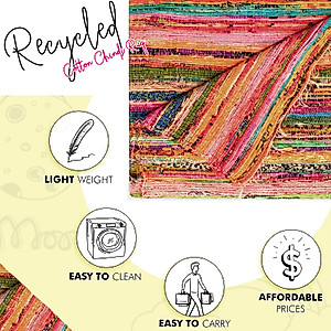 Eleet Eco Friendly 100% Recycled Cotton Chindi Rug - 3.5x6 Ft Hand Woven & Reversible for Living Room Kitchen Entry Runner (3.5x6 Feet, Orange Dyed Chindi Rug)