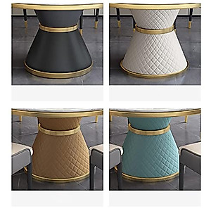 NIUYAO Round Marble Dining Table with Lazy Susan, Luxury Style 59" W Circular Tabletop Kitchen Table for Dining Room Kitchen Leisure Coffee Table -White Base