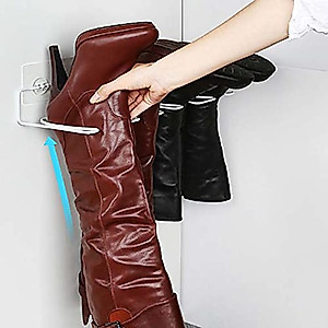 KWQBHW 4 Pack Metal Boot Rack Wall Mounted Tall Shoes Holder Boot Organizer Space Saving Shoes Storage Stand for Closet Entryways Tall Knee-High Shoes Rain Boots