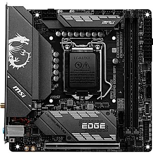 MSI MPG B560I Gaming Edge WiFi Gaming Motherboard (m-ITX, 11th/10th Gen Intel Core, LGA 1200 Socket, DDR4, CFX, M.2 Slots, USB 3.2 Gen 2, 2.5G LAN, DP/HDMI, Wi-Fi 6E)