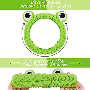 3 Pieces Frog Headband Frog Eye Elastic Headband Cute Frog Headband for Face Washing Frog Head Wrap Green Funny Hair Band Elastic Turban Headbands for Girls Women Shower Spa Yoga Beauty Skincare