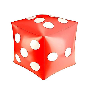 11.8" Jumbo Inflatable Dice, 2pack Outdoor Fun Giant Inflatable Dice Set and 12mm 10pcs Dice for Indoor and Outdoor Broad Game, Ludo and Pool Party (Red)