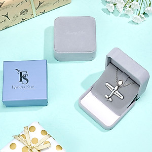 Fanery Sue Stereoscopic Aircraft Model Personalized Necklace Custom Engraved Name Pendant Necklace Pilot Gift(Engraving)