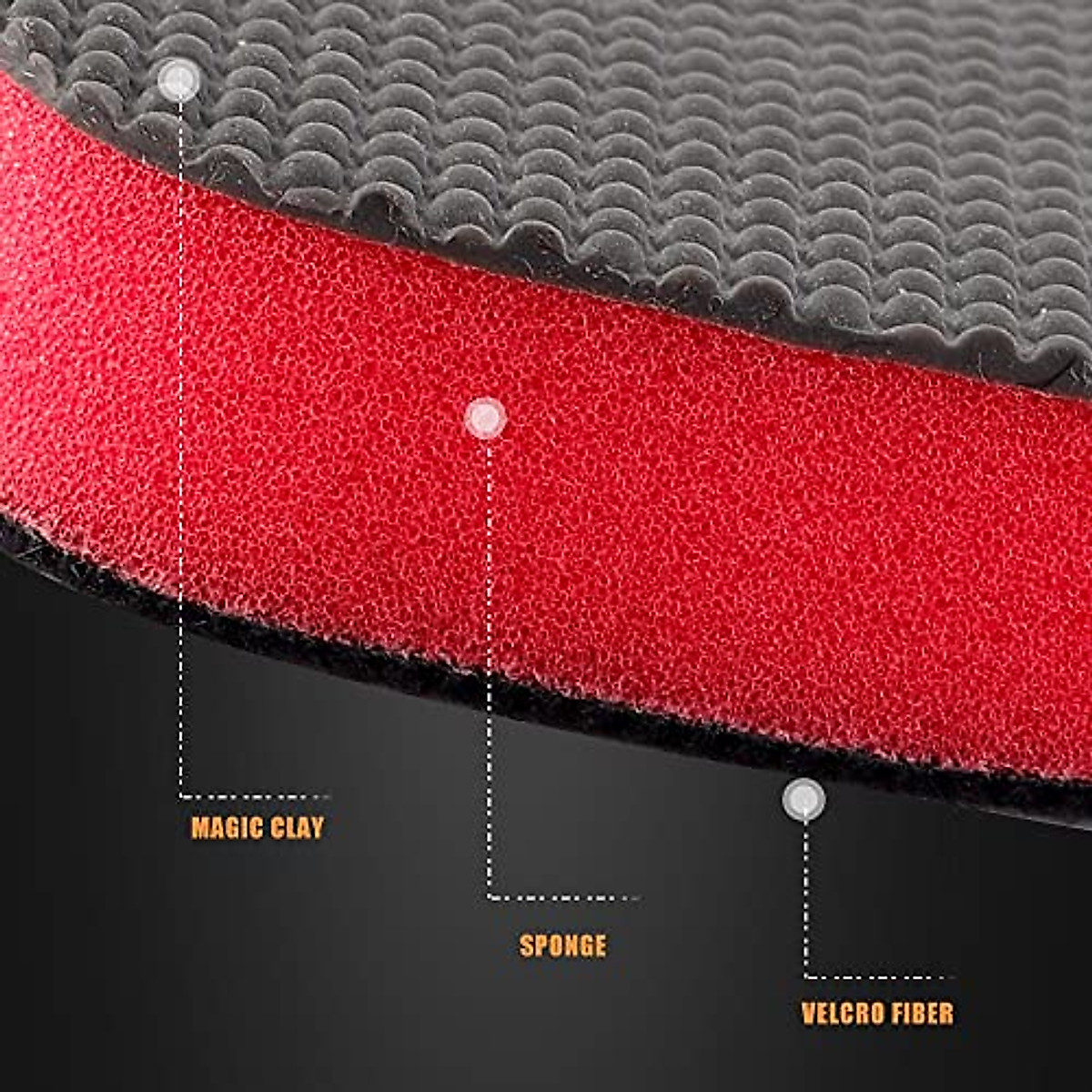 Clay Bar Pad, 6 Inch Mid Grade,1Pc Handle Grip Pad and 1 Pc Clay Bar Applicator, Synthetic Clay Bar Pad for DA Polisher and Rotary Polisher for Car Detailing, Clay Bars Auto Detailing -CHMLP6MA